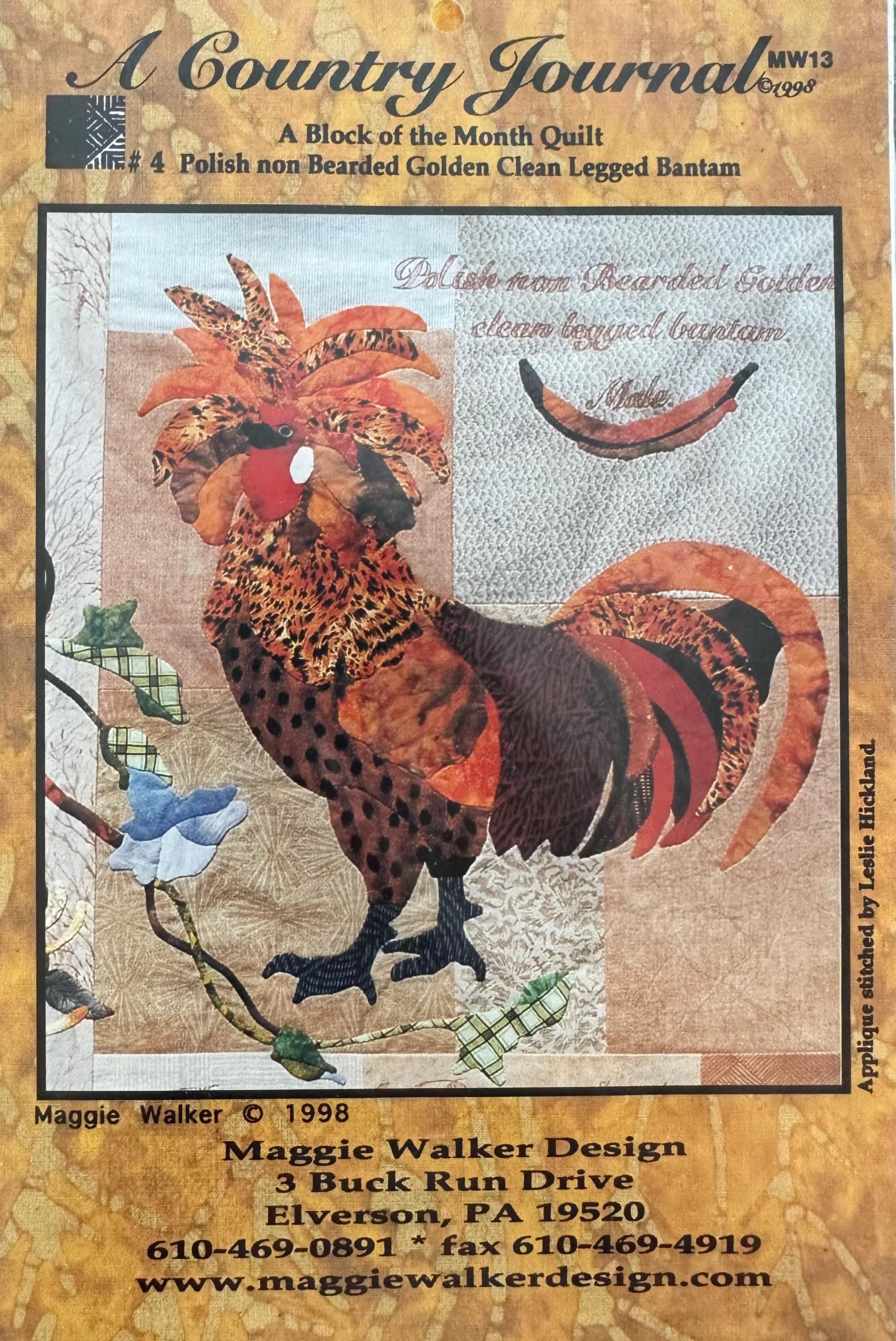 4 Rooster Appliqué Quilt Blocks by Maggie Walker Design Block of the Month - Etsy