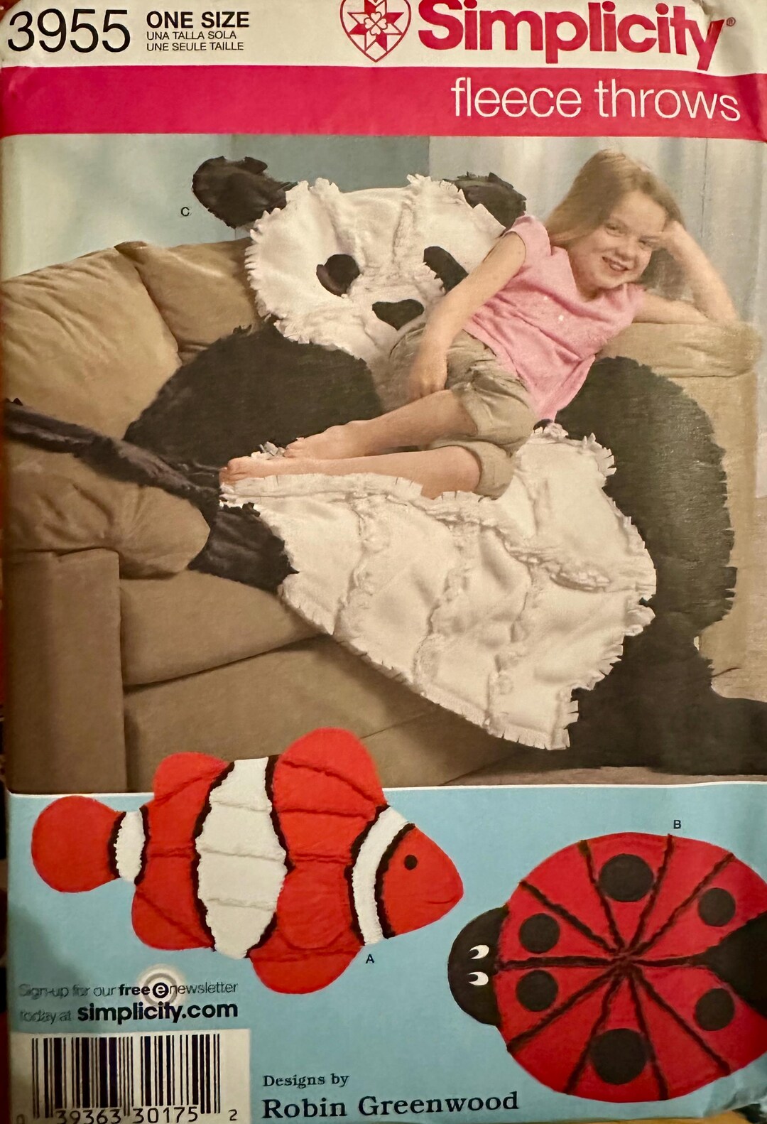 Animal Rag Blanket or Rug- PANDA Goldfish LADYBUG -fleece Throws ...