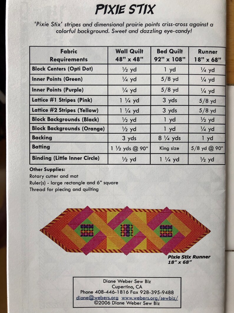 Pixie Stix Quilt Pattern - Etsy