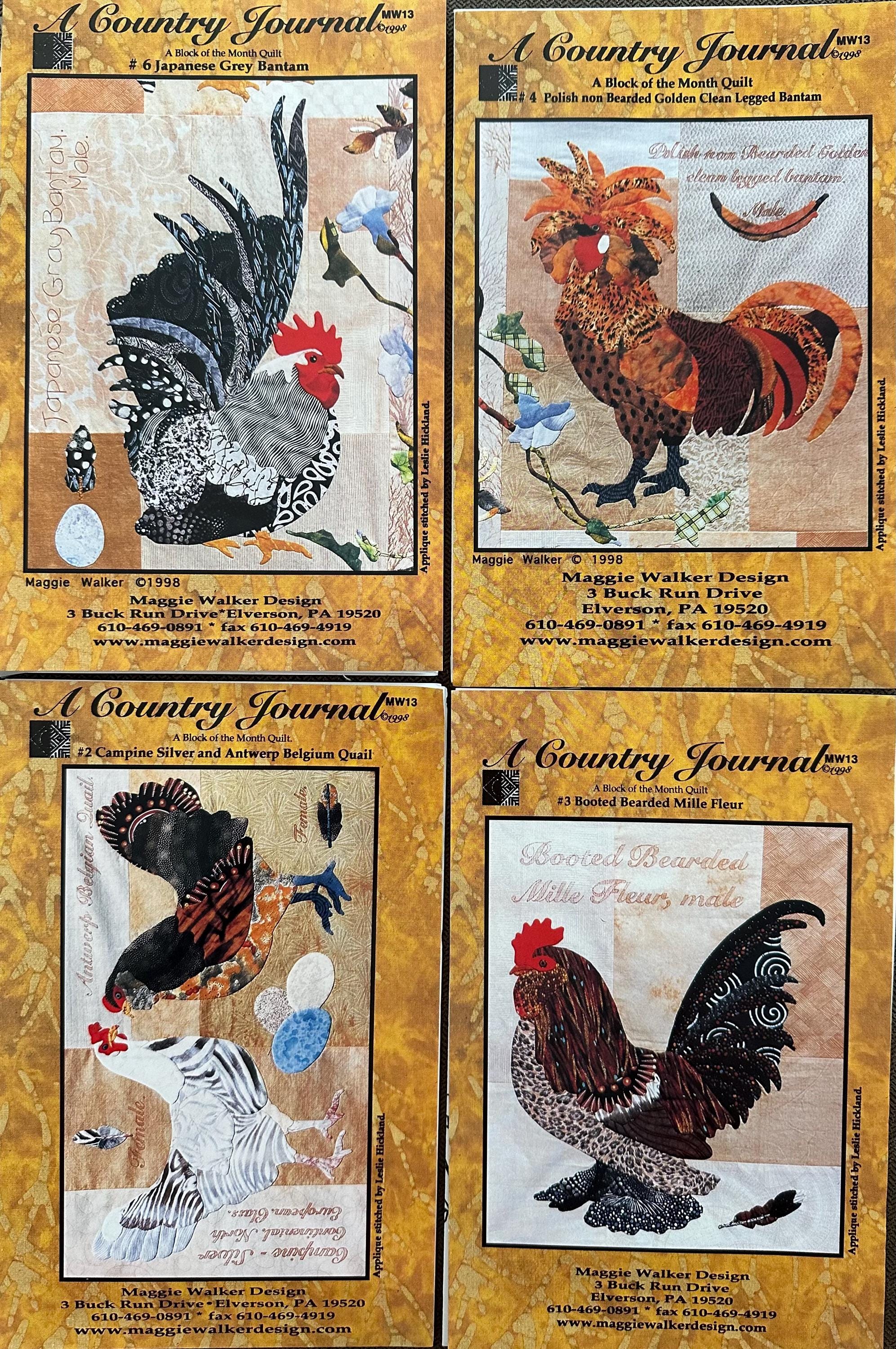 4 Rooster Appliqué Quilt Blocks by Maggie Walker Design Block of the Month - Etsy
