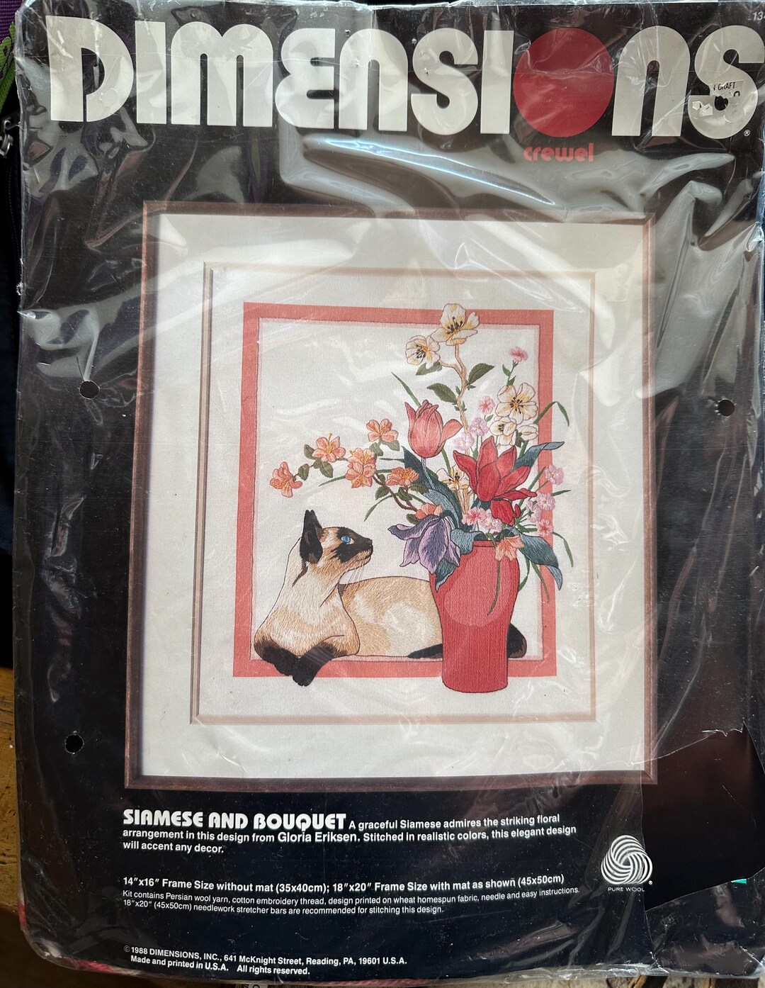 Siamese and Bouquet- Vintage 80s -dimensions Crewel Embroidery Kit - Etsy