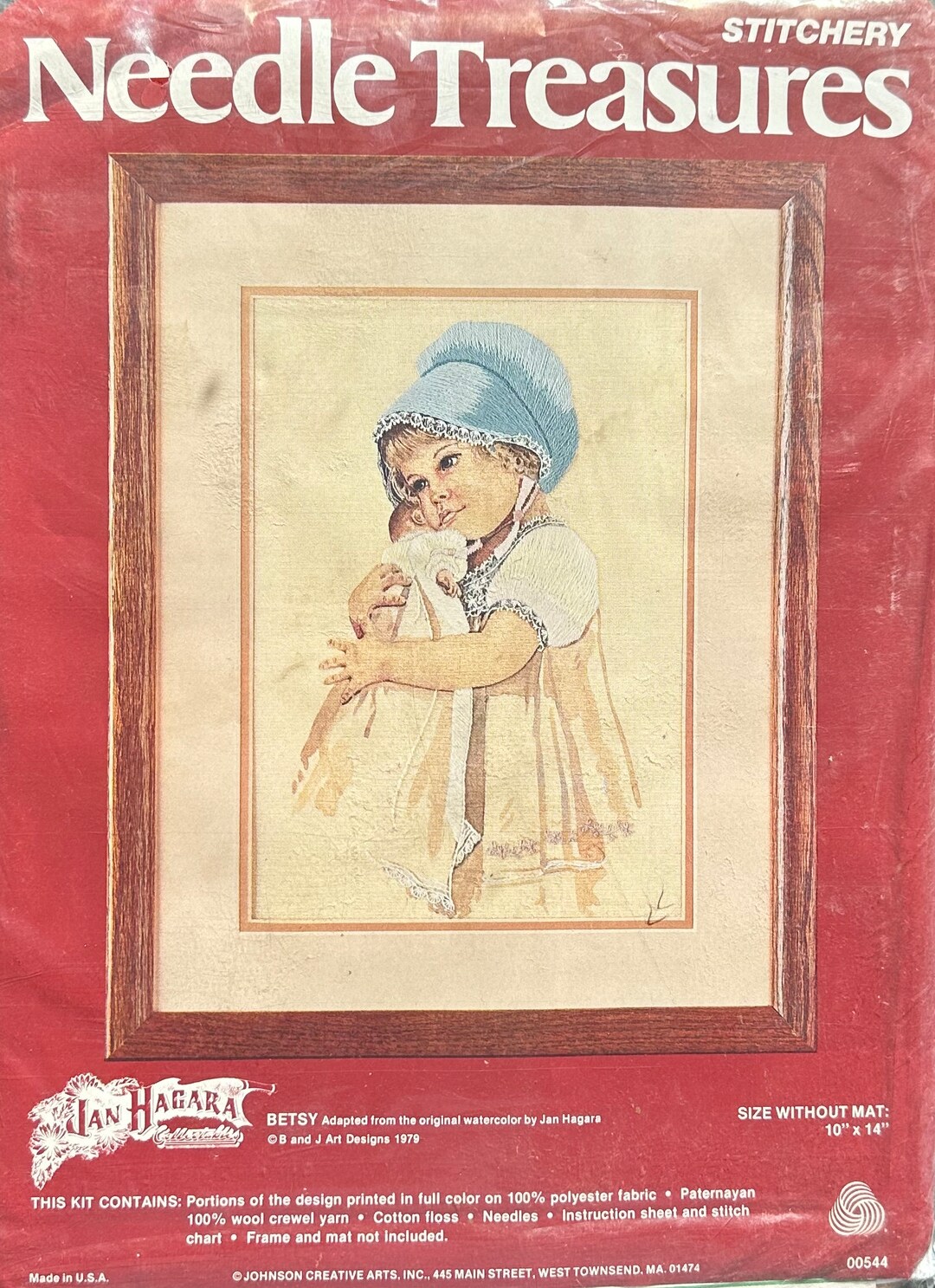 Betsy - Little Girl With Baby Doll by Jan Hagara- Vintage Crewel ...