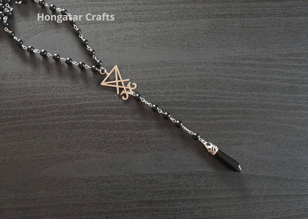Lucifer Sigil Rosary With Gemstone Pendant, Multiple Gemstone Options ...