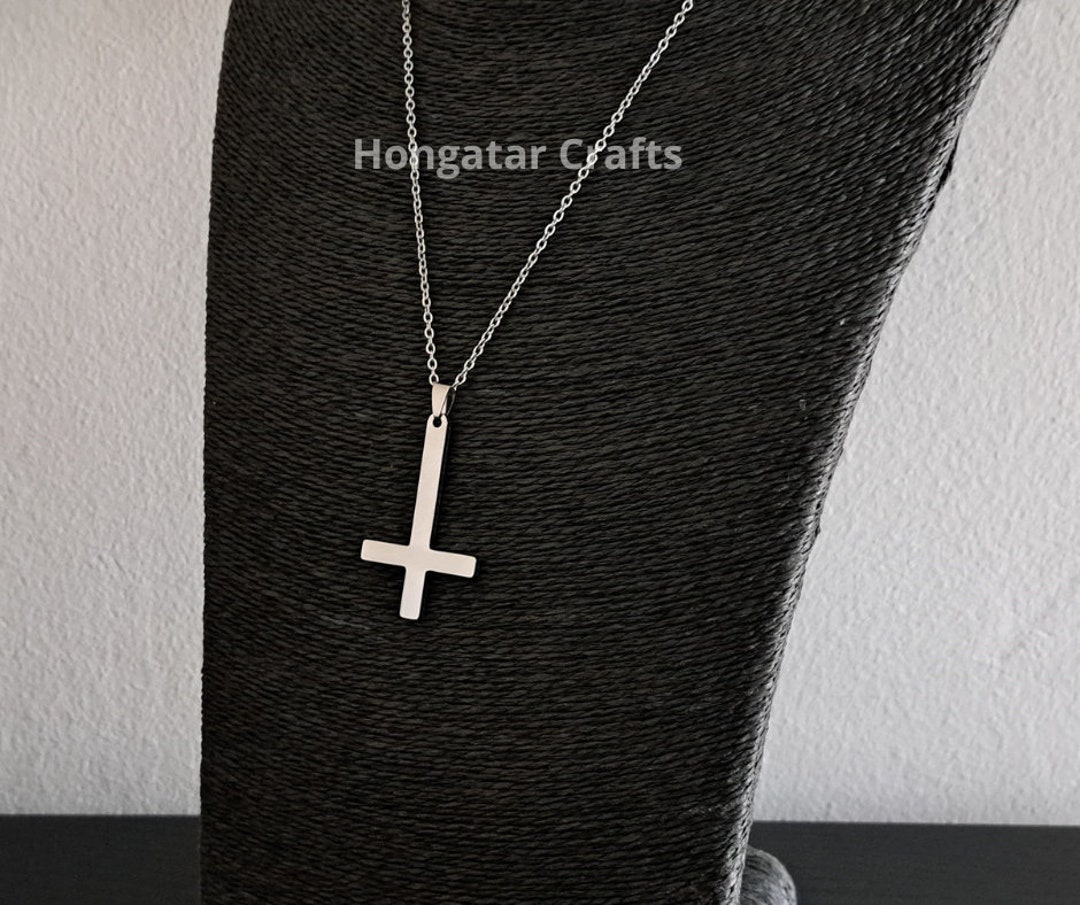 Stainless Steel Inverted Cross Necklace - Etsy