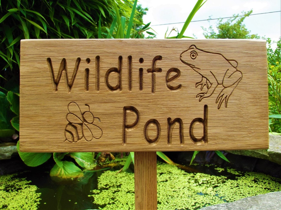 Wildlife Pond/personalised Wooden Sign/carved Oak - Etsy UK