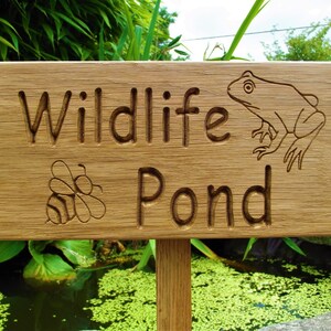 Wildlife Pond/Personalised wooden sign/Carved Oak | Etsy
