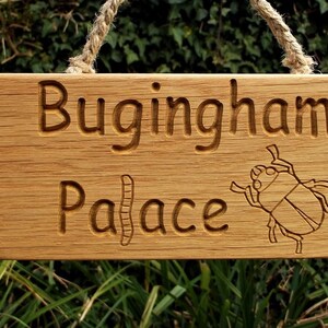 Bug House Plaque Outdoor Wooden Sign Bugingham Palace or Personalised ...