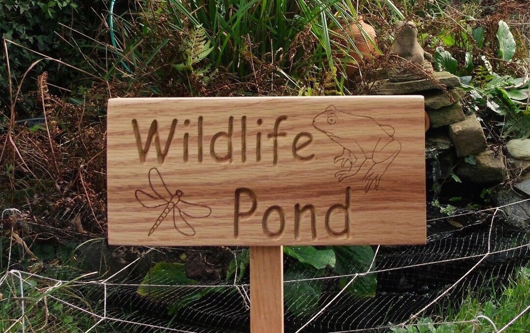 Wildlife Pond/personalised Wooden Sign/carved Oak Plaque/garden Sign ...