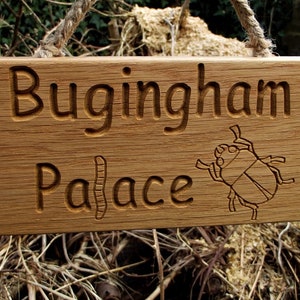 Bug House Plaque Outdoor Wooden Sign Bugingham Palace or Personalised ...