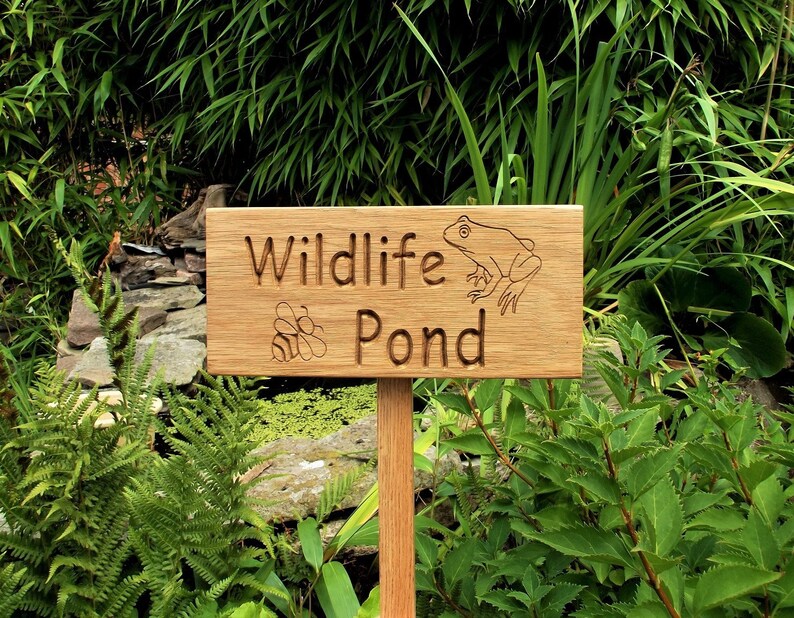 Wildlife Pond/Personalised wooden sign/Carved Oak | Etsy