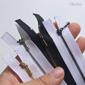 10cm/3.9" Super Tiny Open End Zippers, Black/white Tape, Metal Teeth ...