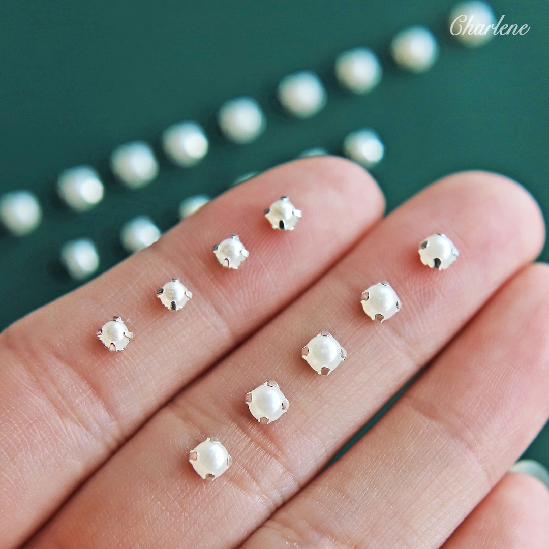 3mm/4mm Faux Pearl Sew on Rhinestone, for Doll Sewing Projects, Mini ...