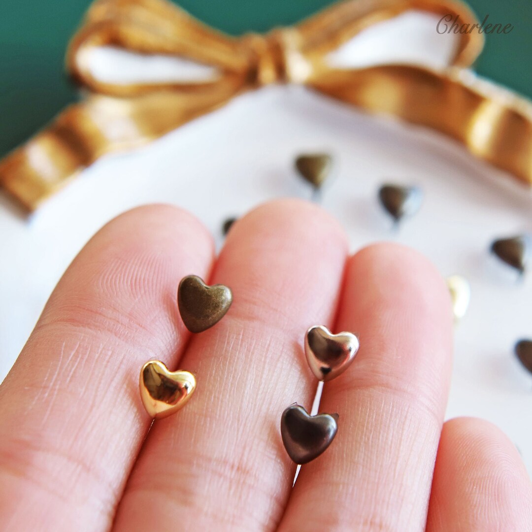 6mm Mini Heart Shape Studs, in 4 Colors, for Doll Clothes Sewing ...