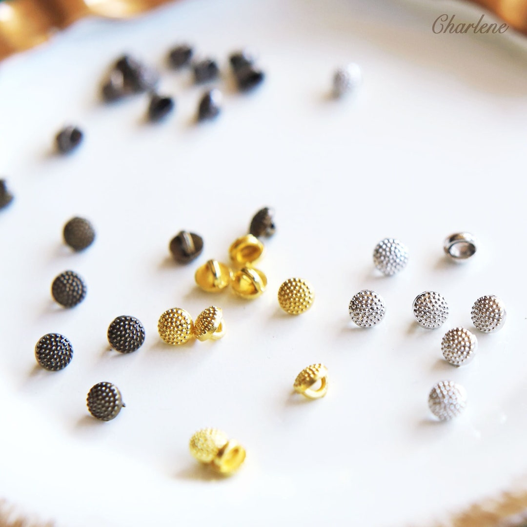 4mm Mini Metal Round Shank Buttons, in 4 Colors, Doll Clothing Buttons ...