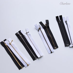 10cm/3.9" Super Tiny Open End Zippers, Black/white Tape, Metal Teeth ...