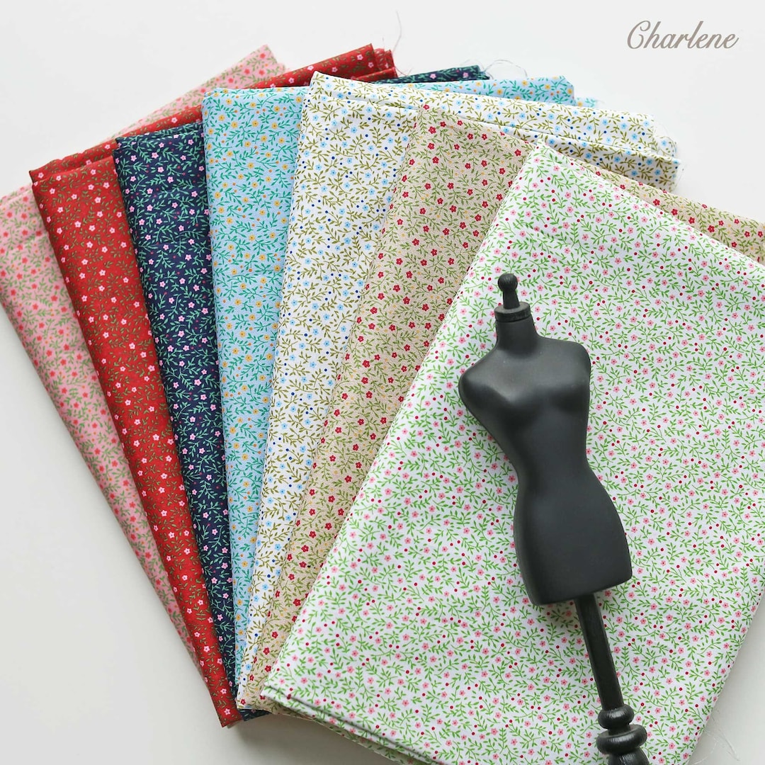 70 × 50cm Pre-cut Premium Thin 100% Cotton Fabric With Tiny Floral ...