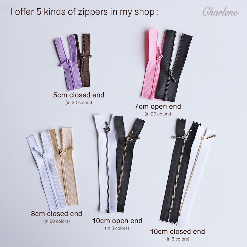 5cm/2.0" Super Tiny Zippers for Doll Clothes, in 20 Colors, Micro Mini ...