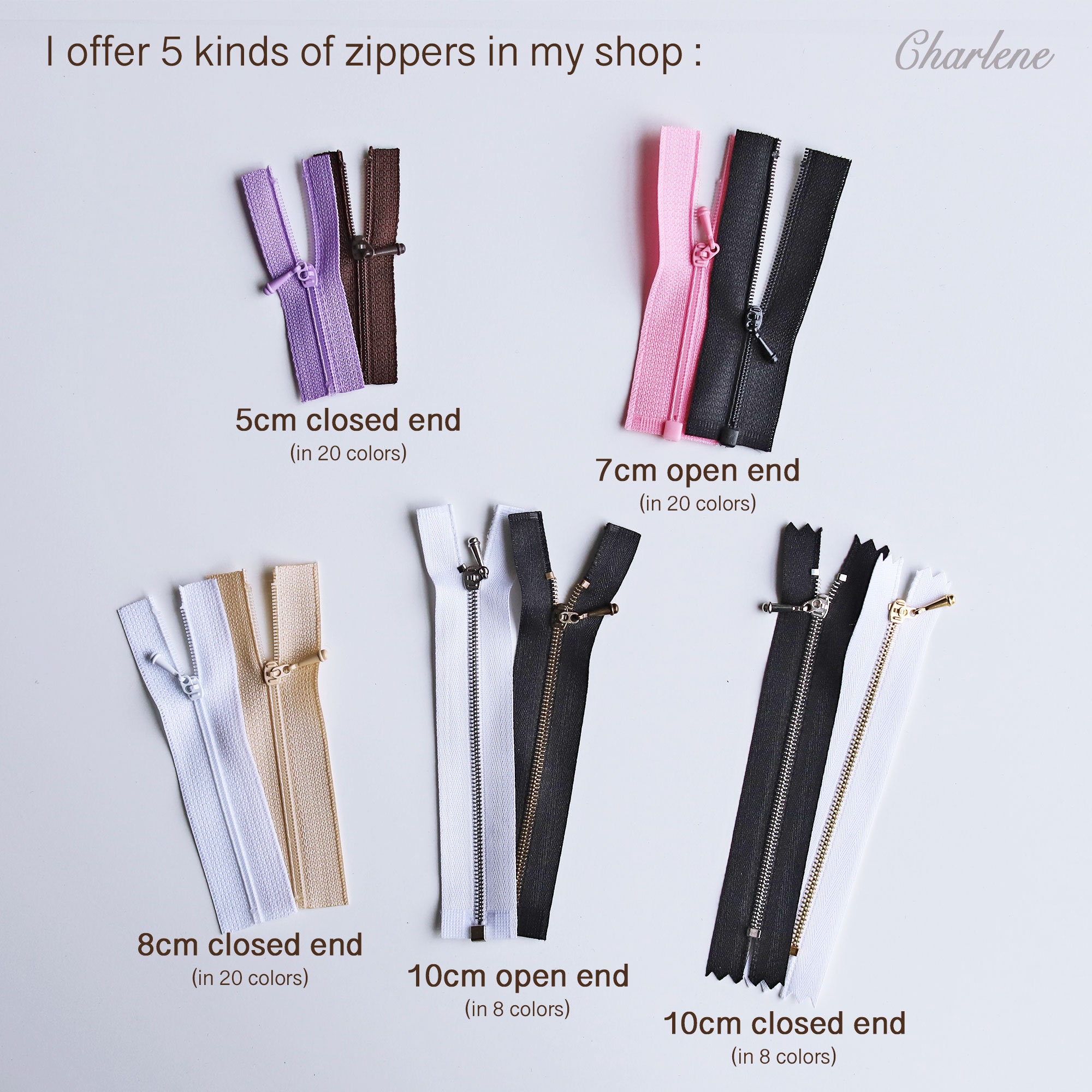 5cm/2.0" Super Tiny Zippers for Doll Clothes, in 20 Colors, Micro Mini ...