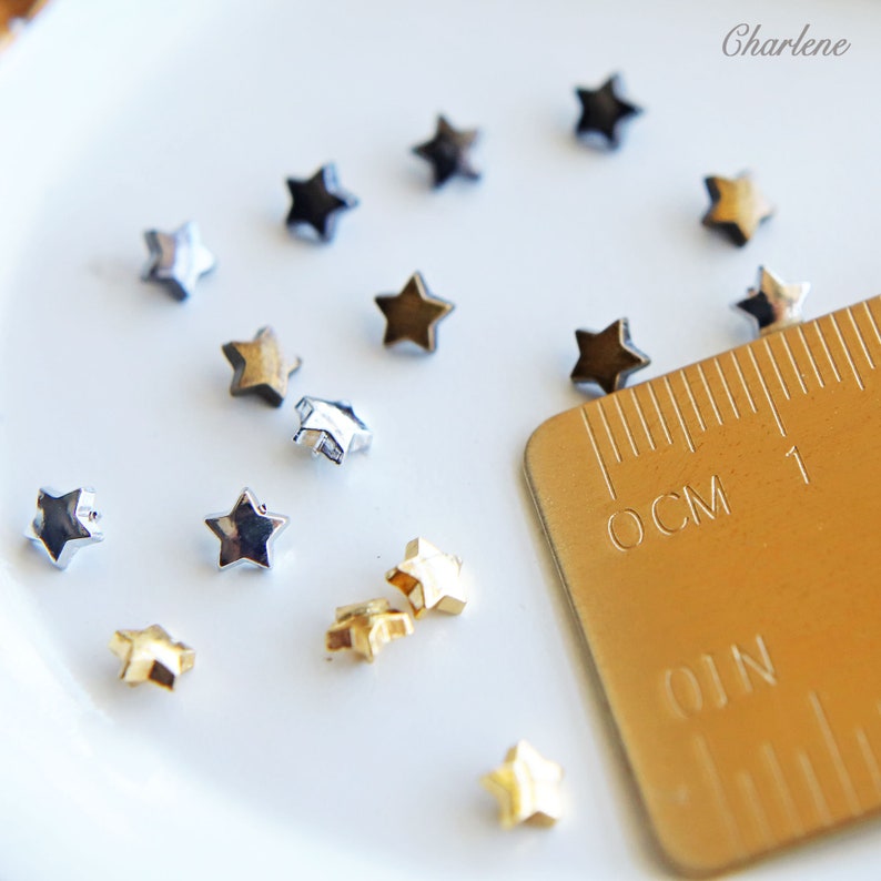 5mm Mini Metal Star Shape Shank Buttons, in 4 Colors, Doll Buttons ...