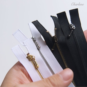 10cm/3.9" Super Tiny Open End Zippers, Black/white Tape, Metal Teeth ...