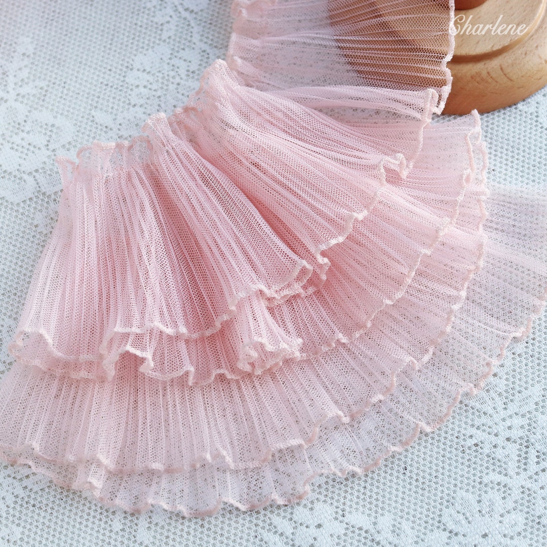 9cm/3.5" High Quality Pink Pleated Net Lace Trim, Ruffle Lace Trim - Etsy