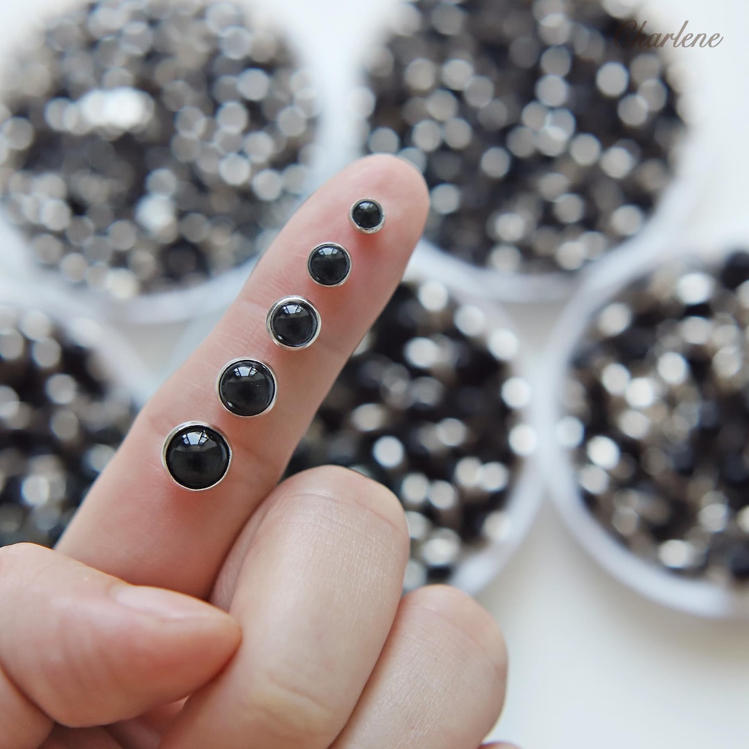 4/5/6/7/8mm Tiny Black Round Buttons With Brass Base, in 5 Sizes, Micro ...