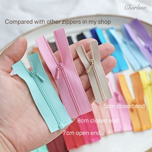 7cm/2.8" Open End Super Tiny Zippers for Doll Clothes, in 20 Colors ...