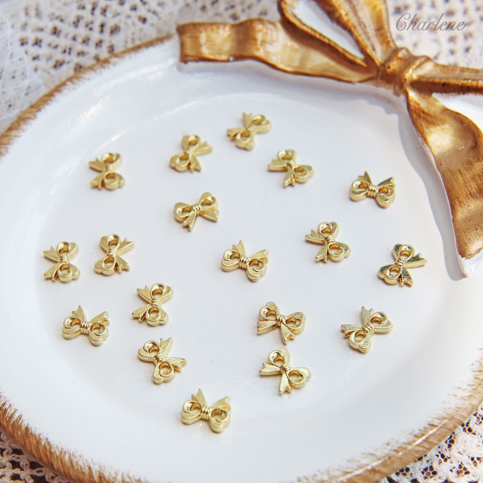 6mm Mini Metal Bow Shape Buttons, in 5 Colors, Micro Tiny Buttons for ...
