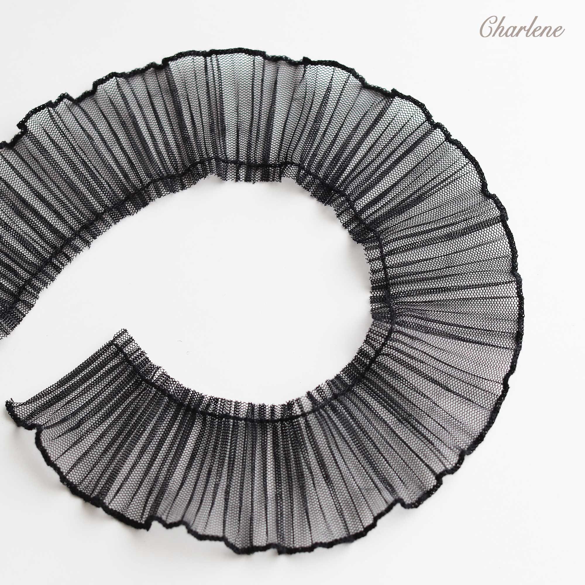 5cm/2" High Quality Pleated Net Lace Trim, Ruffle Lace Trim, in White ...