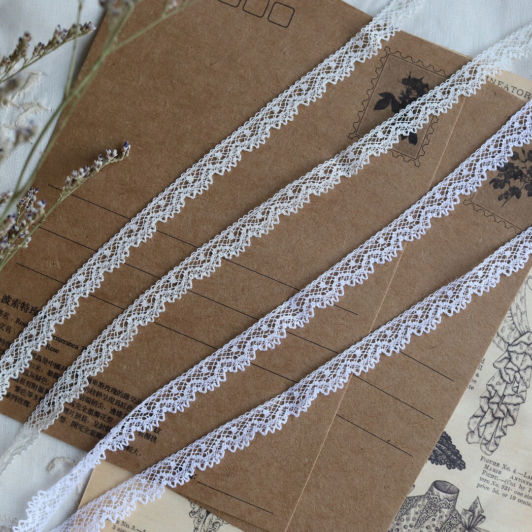 8mm French Heirloom Cotton Lace Trim by the Yard, in Beige and White ...
