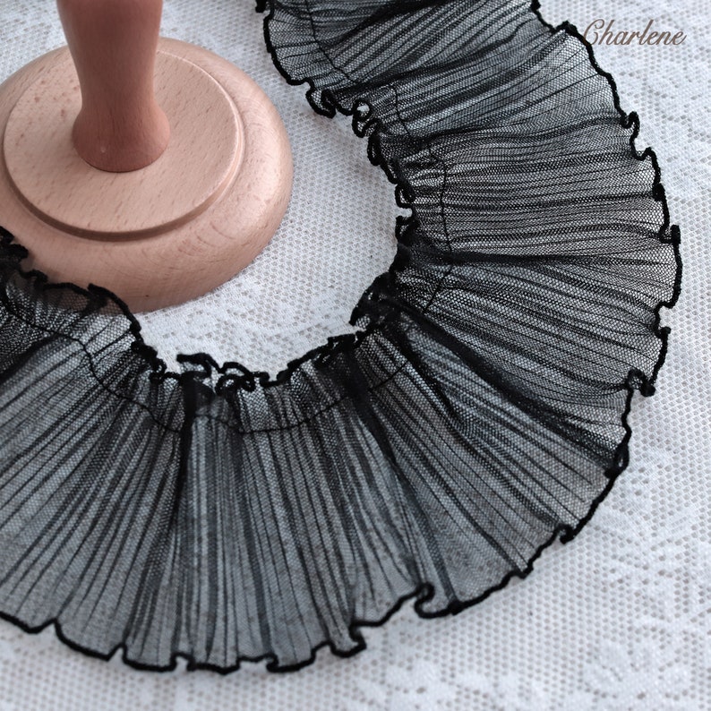 9cm/3.5" High Quality Black Pleated Net Lace Trim, Ruffle Lace Trim - Etsy