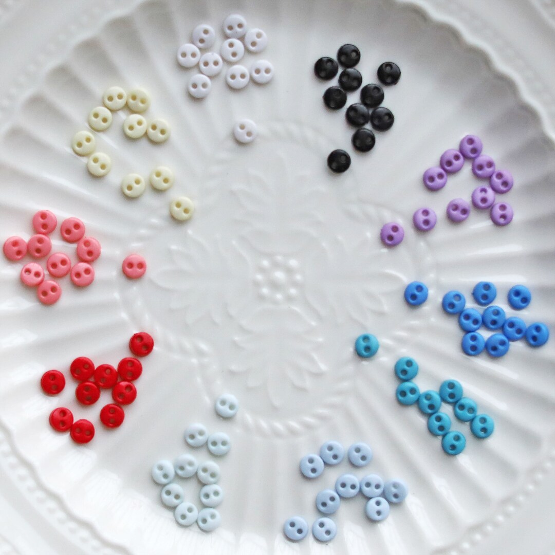 4mm Super Tiny Round Plastic Buttons, in 10 Colors, Micro Mini Buttons ...