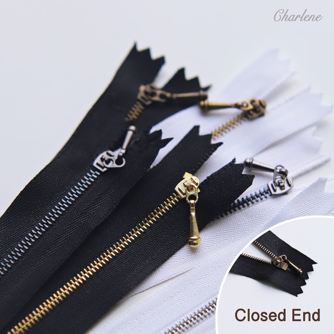 10cm/3.9" Super Tiny Closed End Zippers, Black/white Tape, Metal Teeth ...