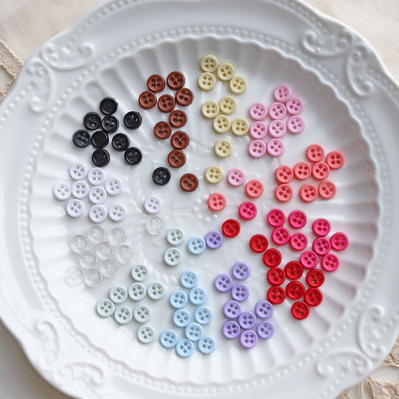6mm Tiny Round 4-hole Plastic Buttons in 12 Colors Micro - Etsy