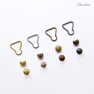 4 PCS - 13mm (inner Diameter) Mini Overall Buckles and Studs, in 4 ...