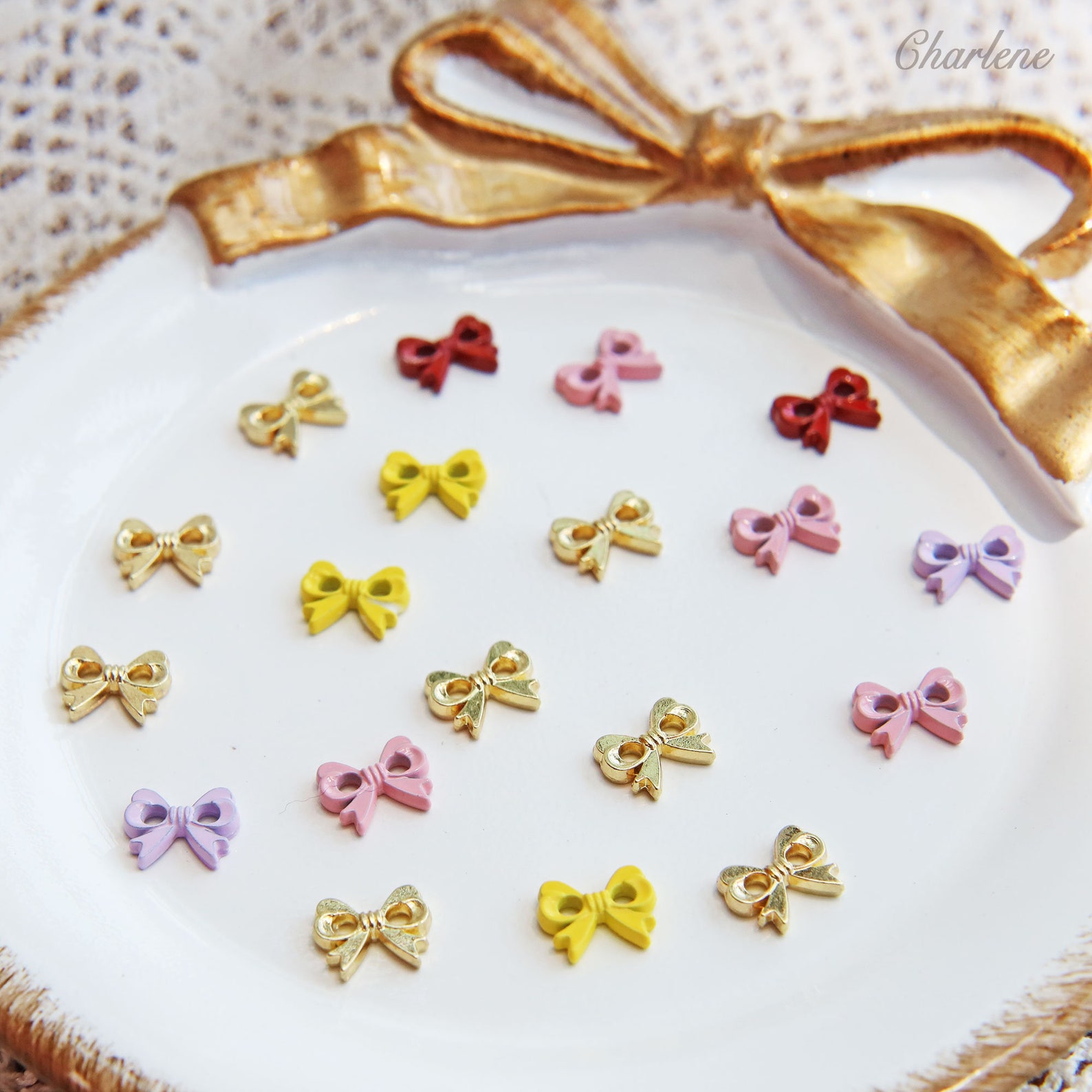 6mm Mini Metal Bow Shape Buttons, in 5 Colors, Micro Tiny Buttons for ...