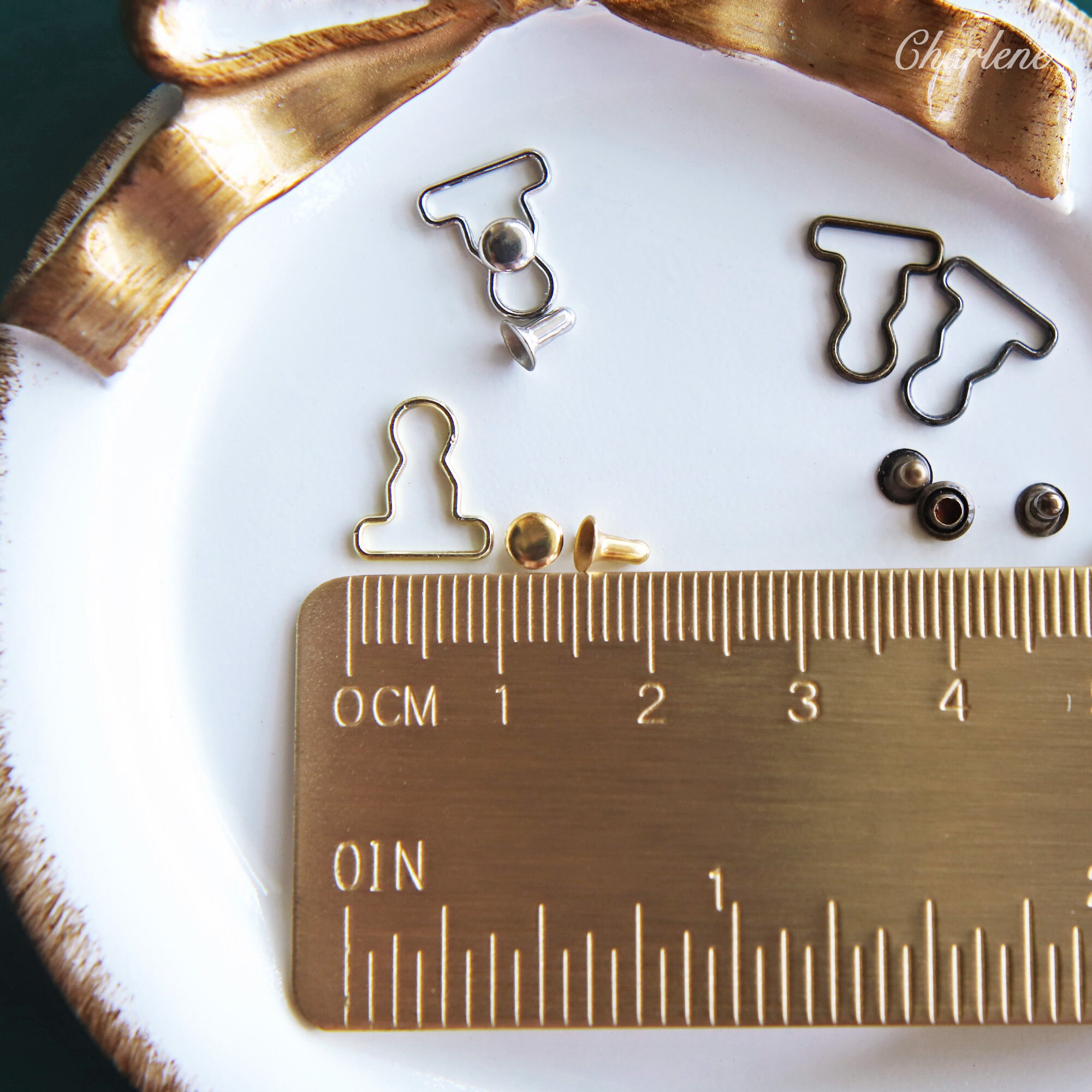 10 PCS - 8mm (inner Diameter) Tiny Overall Buckles and Studs, in 4 ...