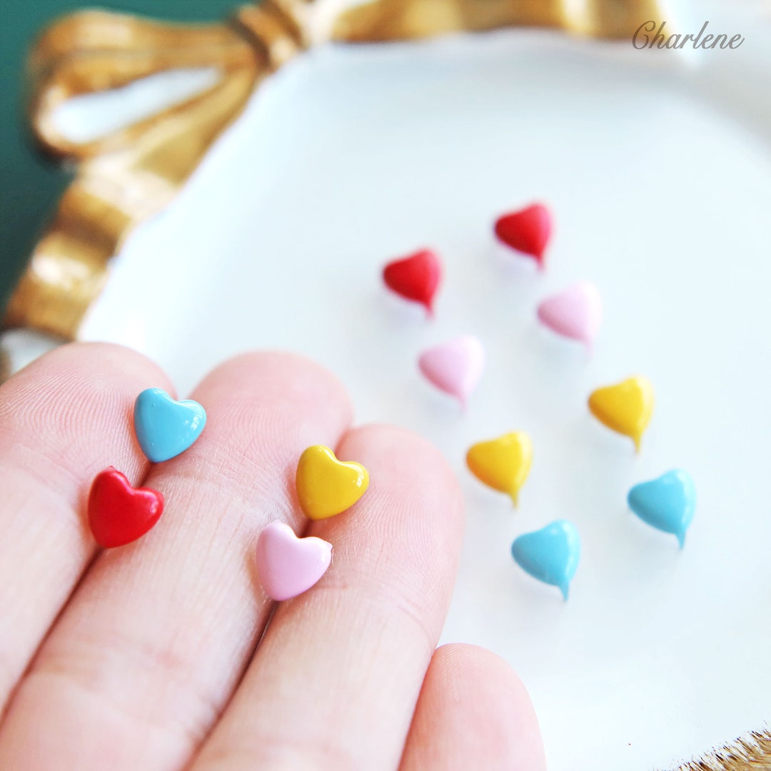 6mm Mini Heart Shape Studs, in 4 Colors, Made of Copper, for Doll ...