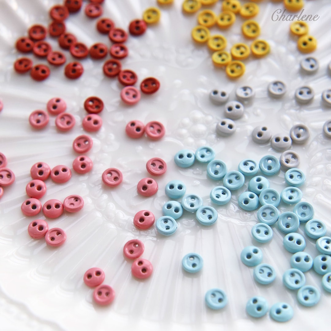 4mm Mini Metal Round Buttons, in 5 Colors, Micro Tiny Buttons for Doll ...