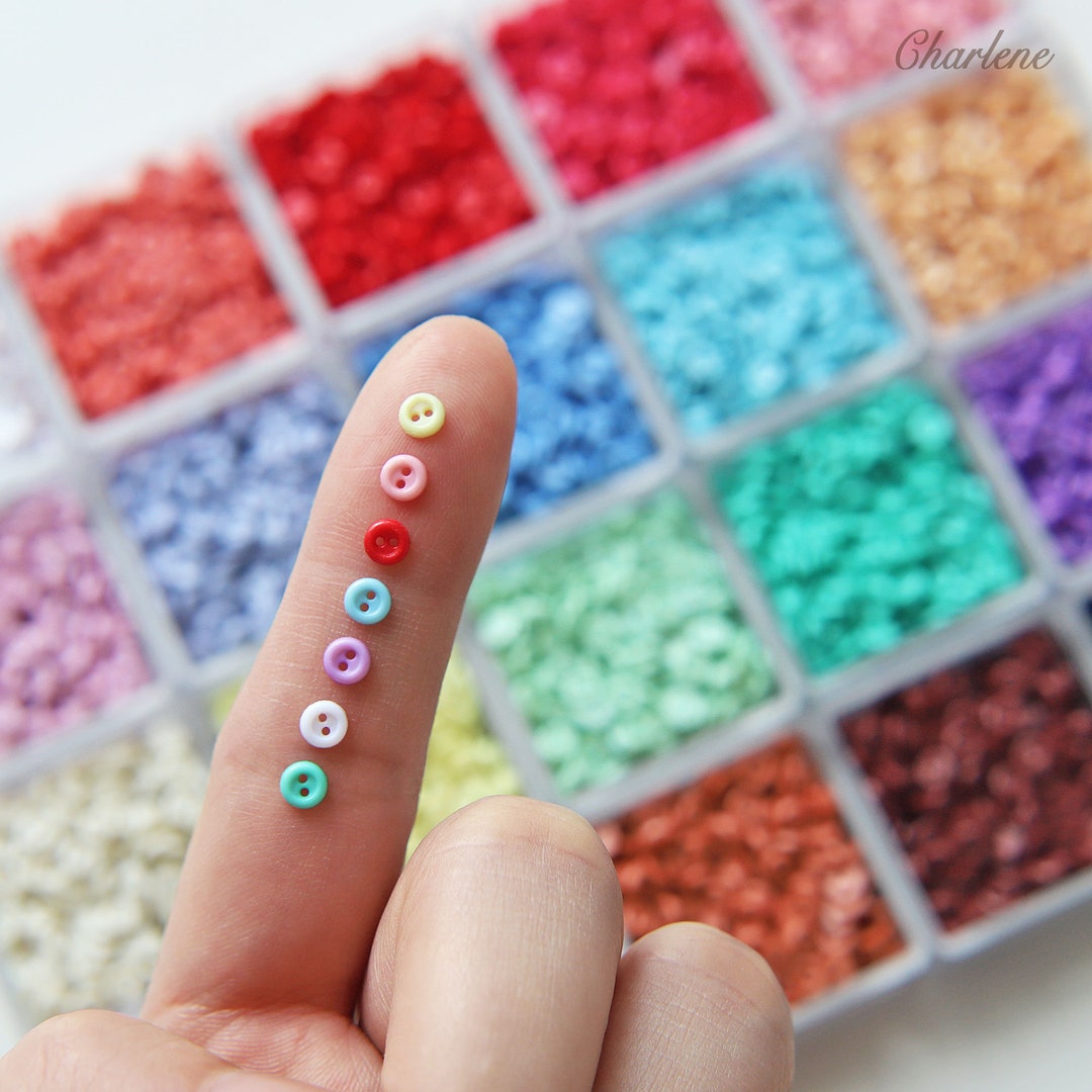 4mm Tiny Nylon Round 2-hole Buttons With Rim, in 20 Colors, Micro Mini ...