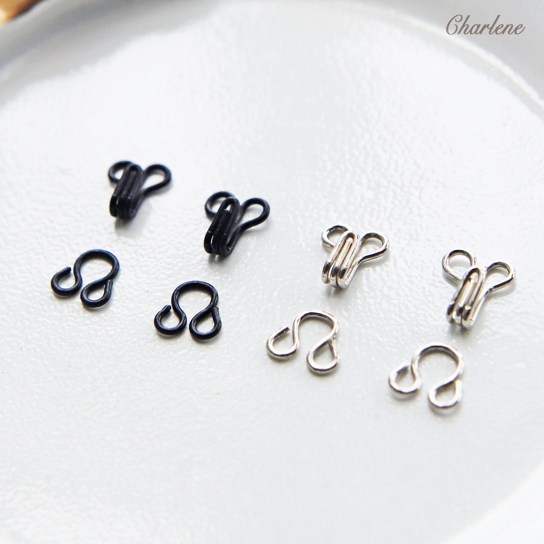 6×11mm Mini Hook and Eye, in Black and Silver, Hook and Eye Clasp, for ...