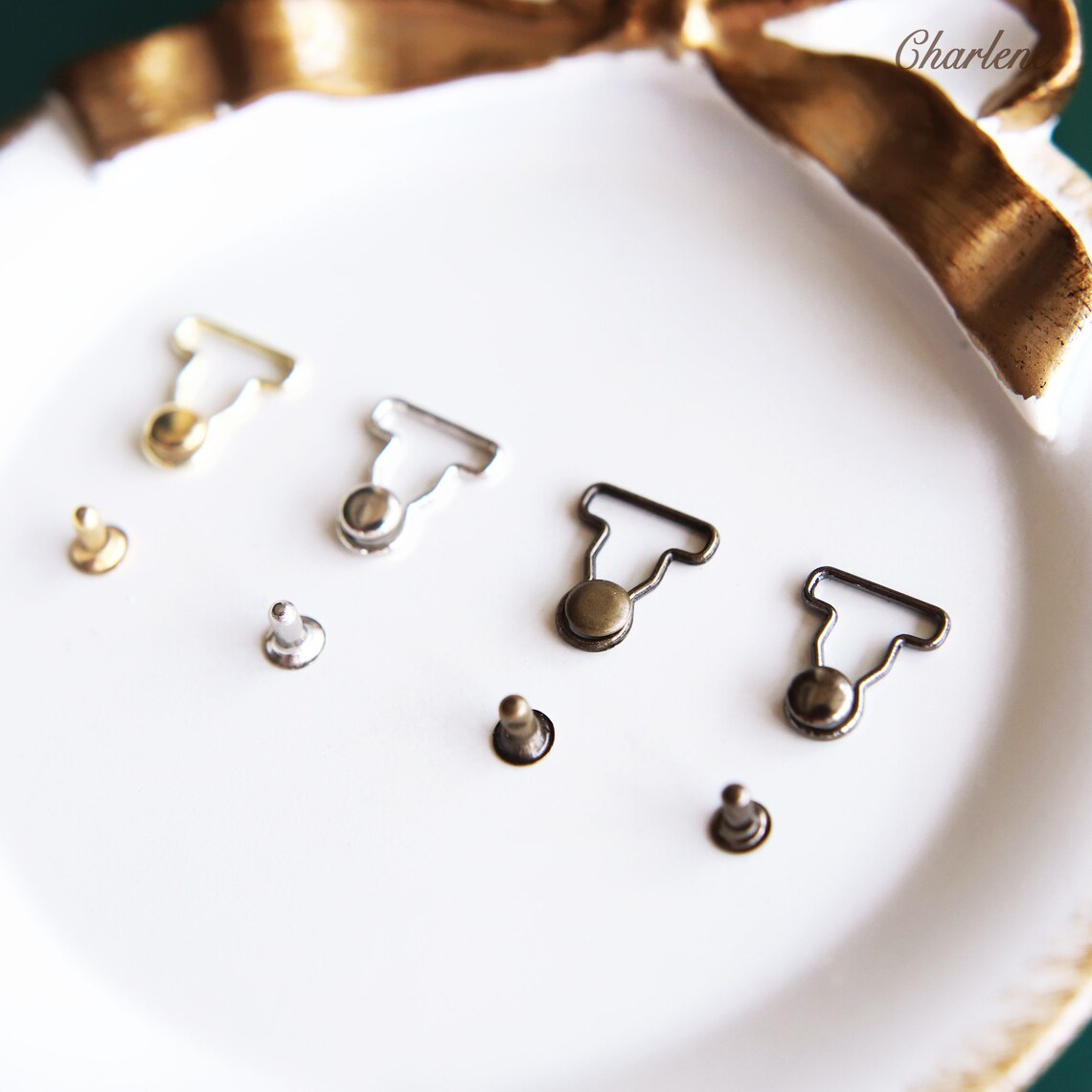 10 PCS - 8mm (inner Diameter) Tiny Overall Buckles and Studs, in 4 ...