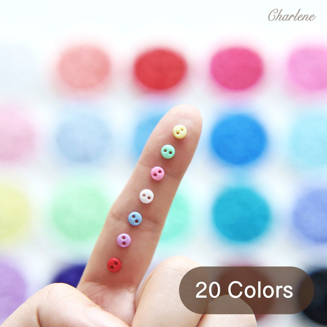 4mm Super Tiny Polyester Round Buttons, in 20 Colors, Micro Mini ...