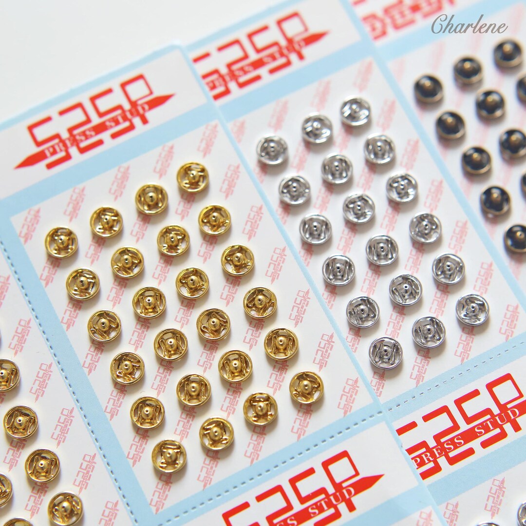 24 Pairs - 6MM Mini Brass Metal Snap Buttons, in 5 Colors, Mini Snap ...