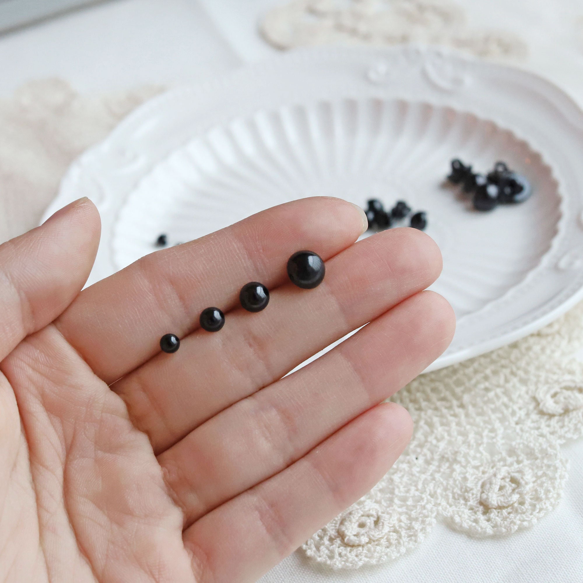 4/5/6/8/10mm Tiny Black Eyes, Round Shank Buttons, Mushroom Shaped ...