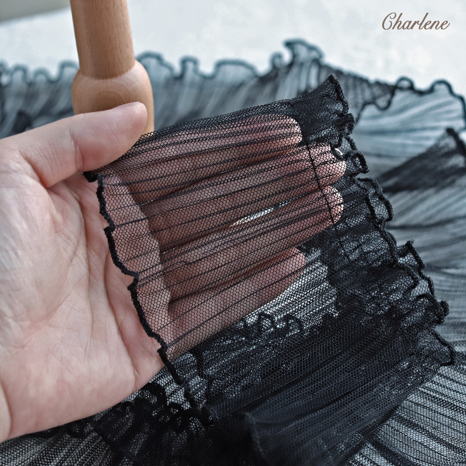 9cm/3.5" High Quality Black Pleated Net Lace Trim, Ruffle Lace Trim - Etsy