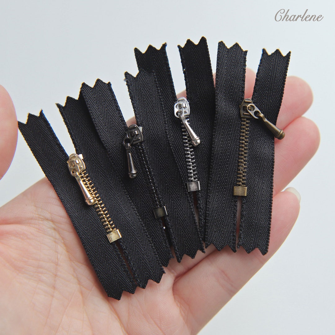 3cm/1.2" Super Tiny Closed End Zippers Perfect for Doll Bags, Black ...