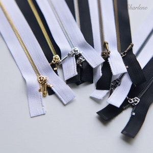 10cm/3.9" Super Tiny Open End Zippers, Black/white Tape, Metal Teeth ...