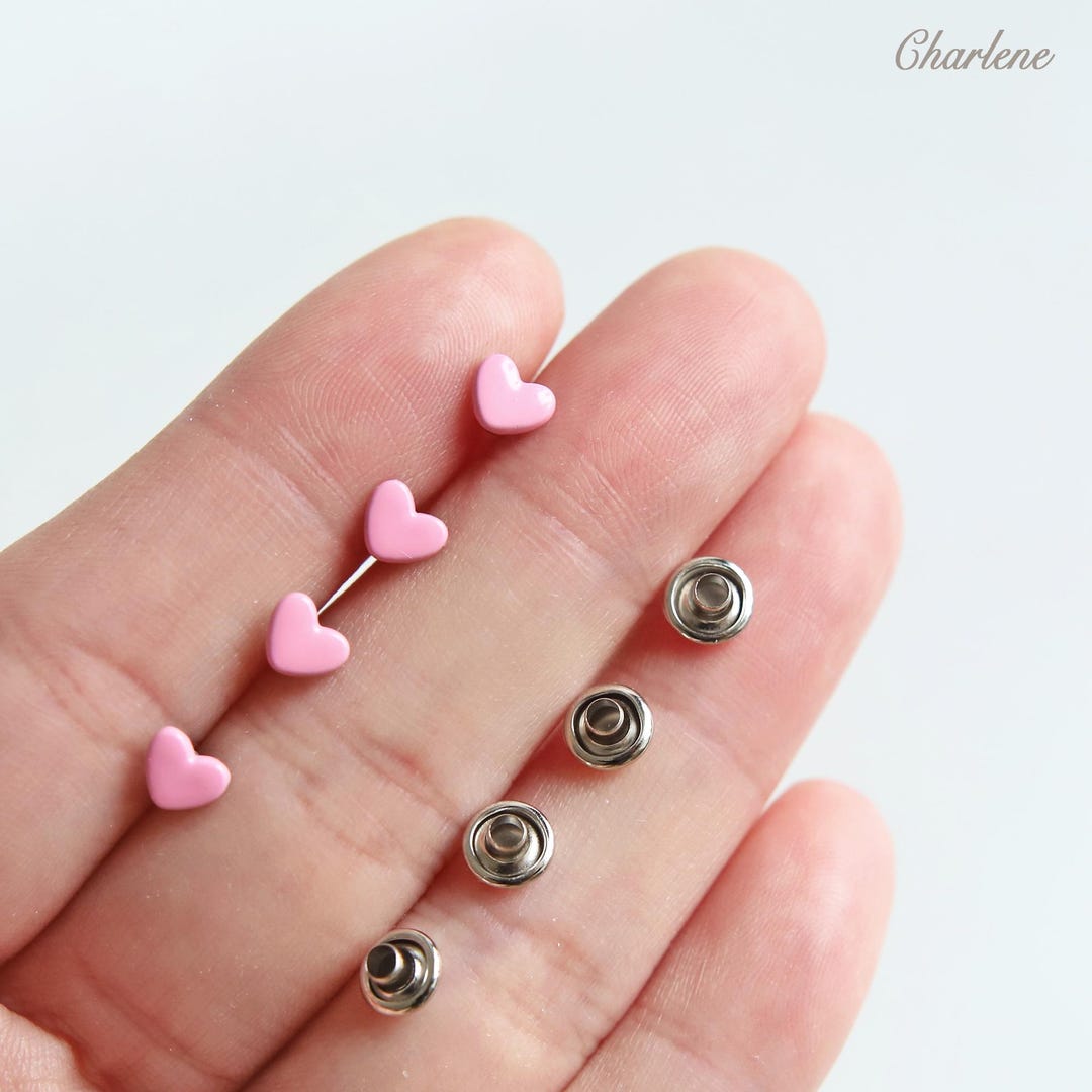 6mm Mini Pink Heart Shape Rivet Studs, for Doll Clothes Sewing Projects ...