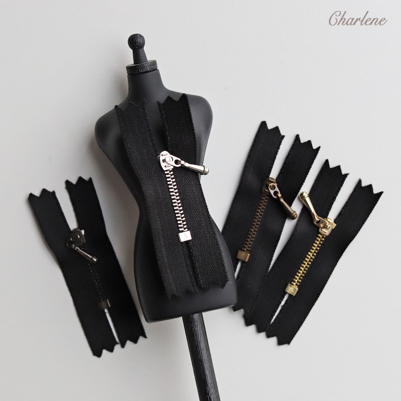 3cm/1.2" Super Tiny Closed End Zippers Perfect for Doll Bags, Black ...
